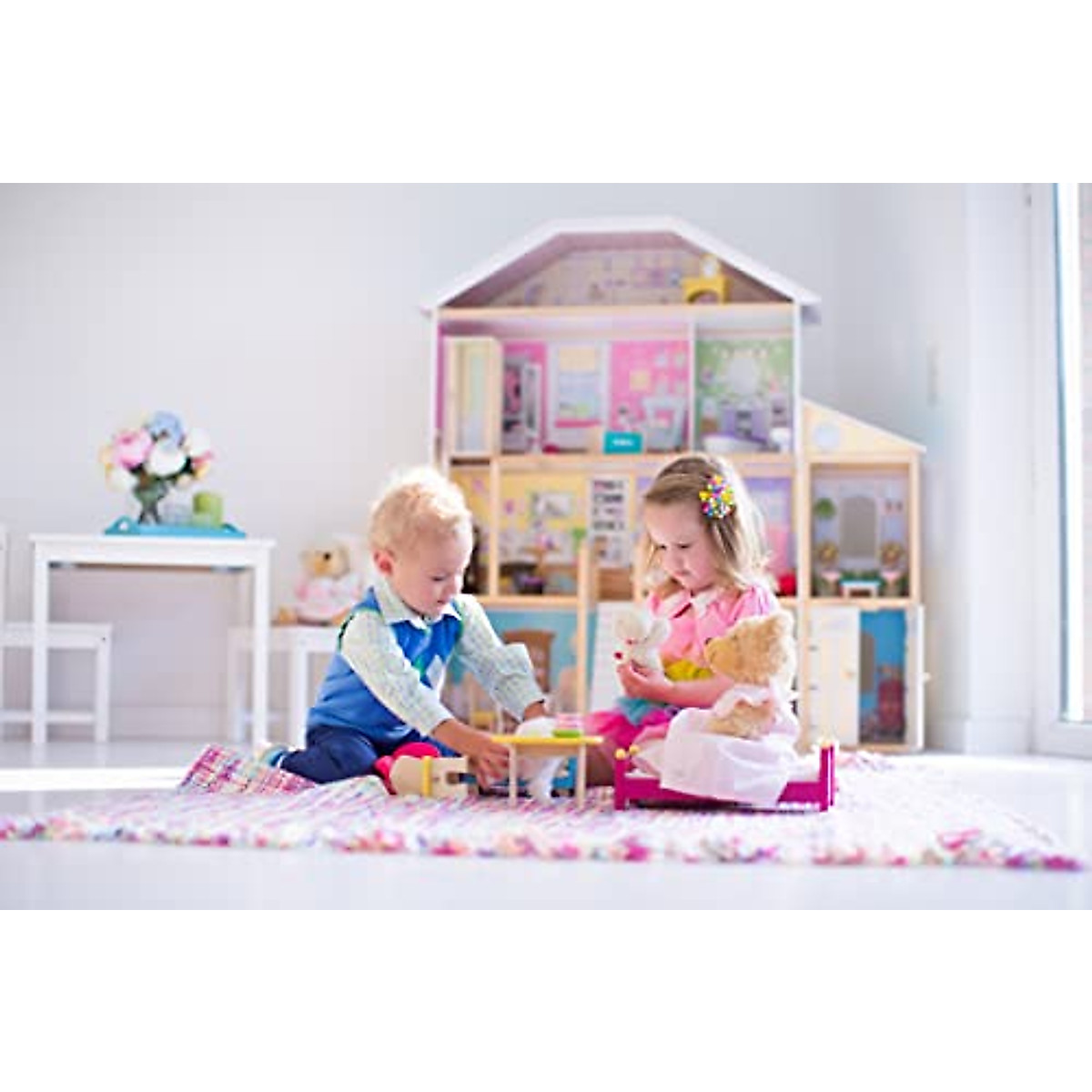 IYOG Stuffed Animal Net or Hammock (41inx41inx52in) - Corner Net for Stuffed Animals for Wall - Stuffed Animal Storage - Toy Hammock -Stuffed Animal Hammock (Cream) Hardware Included