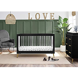 Delta Children Sloane 4-in-1 Acrylic Convertible Crib - Includes Conversion Rails, Black w/Melted Bronze