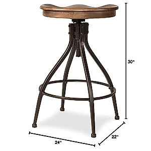 Hillsdale Worland Swivel Backless Stool, Adjustable Stool (One Stool), Brown