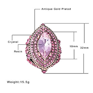 CKHAO Women Ring - 32mm Turkish Style Pink Gemstone Vintage Ring Women Jewelry J0769PINK (7)