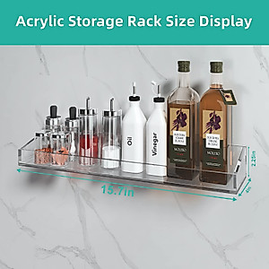 KATASKI 3 Pack Acrylic Bathroom Shelf, Wall Mounted No-Drill Thick Clear Storage and Display Shelf, 15.7inch