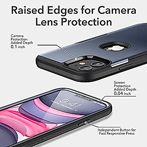 YOUMAKER iPhone 12/12 Pro 6.1" Case - Navy Blue Shockproof, Built-in Screen Protector, Rugged Full-Body Heavy Duty Cover