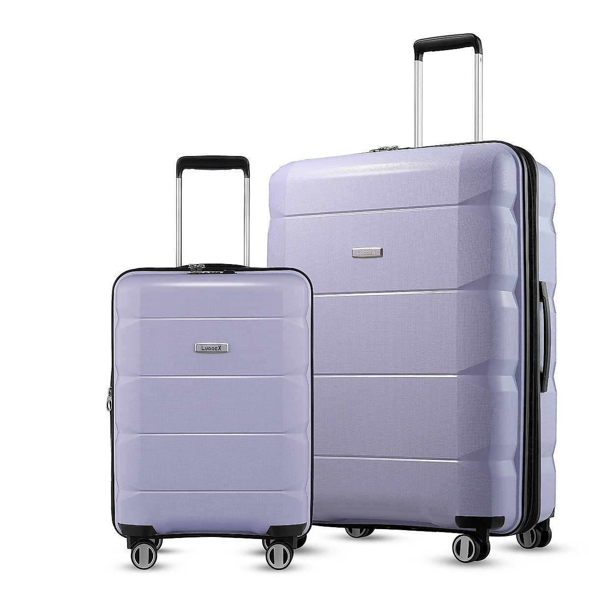 LUGGEX Expandable Carry On Luggage Sets 2 Piece - Lightweight Luggage with Spinner Wheels - Travel Suitcase with TSA Lock (Purple Suitcase)