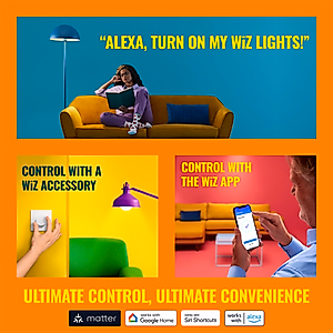 WiZ 65W BR30 Color LED Smart Bulb - Pack of 6 - E26- Indoor - Connects to Your Existing Wi-Fi - Control with Voice or App + Activate with Motion - Matter Compatible