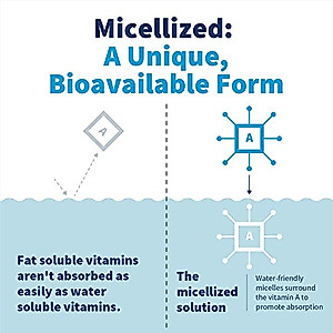 Klaire Labs Micellized Vitamin A Liquid 5000 IU VIT A Per Drop - Vitamin A Palmitate & Beta Carotene Drops - Eye & Immune Support - Hypoallergenic Bioavailable Liquid Supplement (1 oz / 600 Servings)