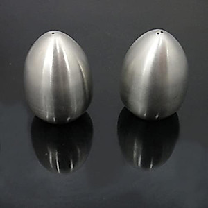BESTonZON Stainless Steel Salt And Pepper Shakers Easter Egg Shape Spices Jars Bottles Seasoning Containers Condiment Pot for Easter Home Kitchen Decor(3 Holes)