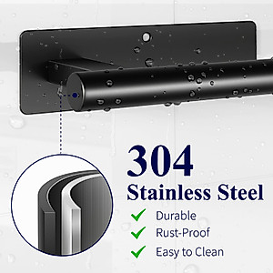 Kitsure Paper Towel Holder Under Cabinet - Sturdy 304 Stainless Steel Kitchen Paper Towel Holder Wall Mount, Drilling or Self Adhesive Paper Towel Holder for Kitchen, Bathroom, Black