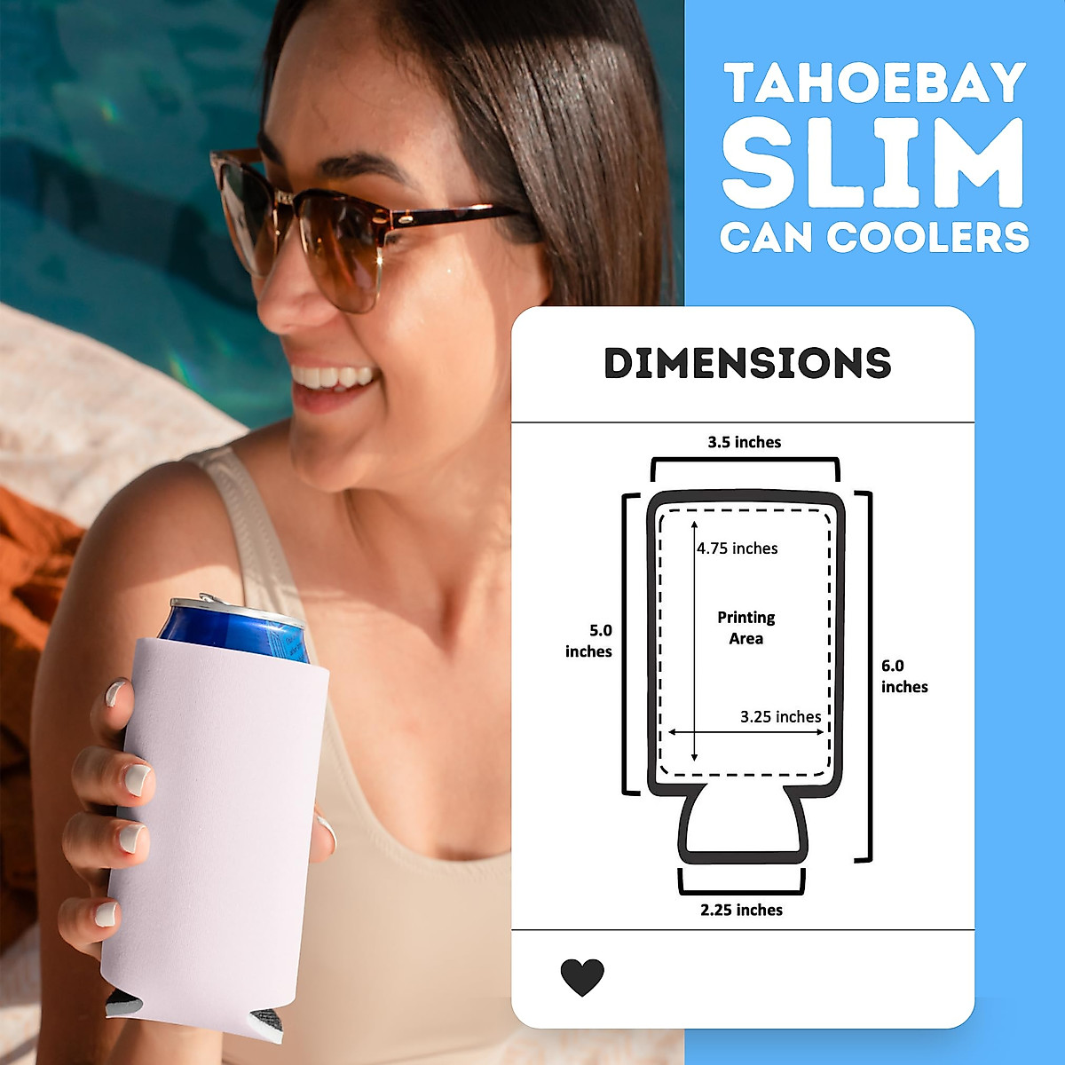 TahoeBay Slim Can Cooler Sleeves (12-Pack) Insulated Polyfoam, Scuba Knit Polyester Fabric Thermocoolers for 12oz Tall Skinny Beverage Cans - Blank Design, Ready for Printing (Blush)