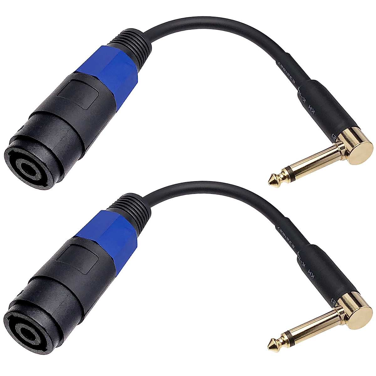CESS-144 Speakon Female Connector to 1/4" Male TS Speaker Cable - Speak-on Jack to 1/4 TS Plug (Right-Angle Plug)