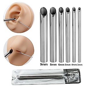 CHUANCI 361L Surgical Steel Piercing Receiver Piercing Needle Receiving Tube Body Jewelry Holding Tattoo Supplies Microblading Tools (6PCS 8mm(0g))