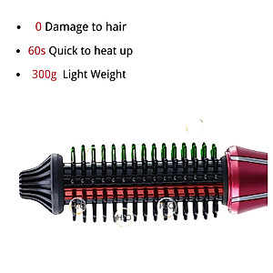 Mini Collaspe Hair Curler, Tangle-Free Curling Iron Brush and Volumizer, 1 inch Dual Voltage Travel-Friendly Tourmaline Ceramic Ionic Brush Styling Wand（Don't Blow Air