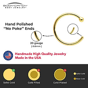 Body Candy 18k Gold Nose Hoop Ring, Hypoallergenic Nose Jewelry - Handmade in USA, 20 Gauge 5/16"