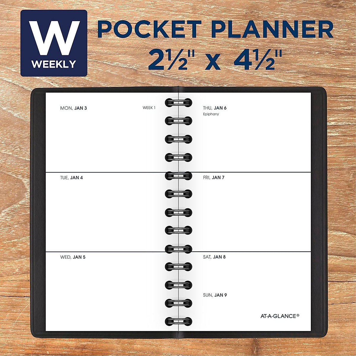 2022 Pocket Calendar by AT-A-GLANCE, Weekly Planner, 2-1/2" x 4-1/2", Pocket Size, Unruled, Black (7003505)