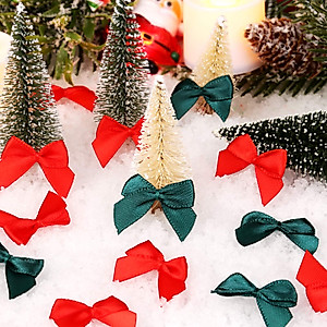 WHQXFDZ 160 Pieces Mini Red and Green Ribbon Bows Christmas Bows for Wedding Birthday Christmas Tree Crafts Home Decoration DIY Making(Red and Green)