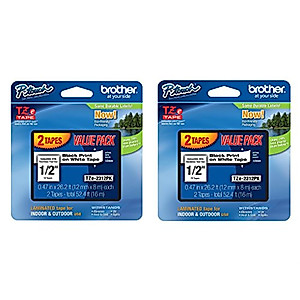Brother TZe2312PK Laminated Black On White Tape 2-Pack (Total of 4 Tapes)
