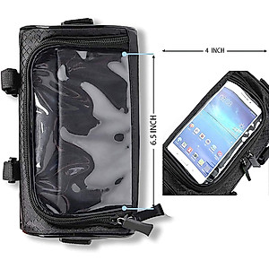 Bike Handlebar Bag, Waterproof Bicycle Front Storage Bag, Bike Phone Holder Accessories, Transparent Pouch Touch Screen with Removable Shoulder Strap for Dirt Bikes, Road Bikes, Mountain Bikes