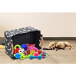 Morezi Felt Dog Storage Box and Puppy Toy Box Dog Clothes Box - Idea for organizing pet Toys, Blankets, leashes and Dry Food Grey
