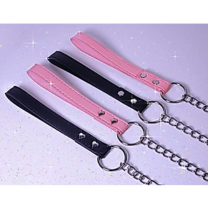 paloli Pink Choker Necklace for Women Leather Collar Fluffy Punk Leash Neck Choker Gothic Cosplay Sexy Jewelries