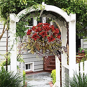 Homsunny Artificial Hanging Flowers in Basket Outdoor Indoor Patio Lawn Garden Decor, Hanging Daisy Basket with 12inch Coconut Lining Chain Flowerpot (Dark Purple)