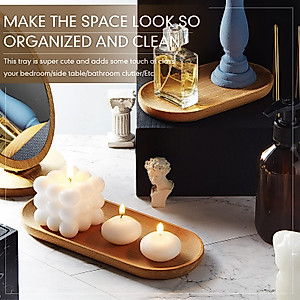 Serving Tray 4 Pieces Oval Dessert Cup Tray Rustic Small Wooden Tray Shallow Serving Plates Veggie Tray Serving Platter Set Cheese Plate Tableware Decorative Tray, 3.9 x 9.1 Inch, 3.9 x 7.1 Inch