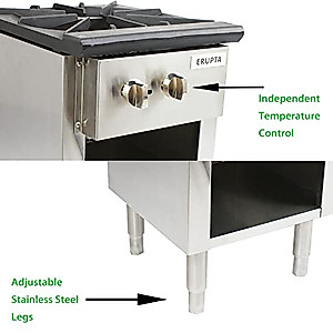 ERUPTA 18'' Single Gas StockPot Stove,Natural and Propane Gas Stove,Commercial Hot Plate for Soup,Stainless Steel Work Stove,3-Ring Cast Iron Burner Total BTU 90,000 Restaurant Equipment
