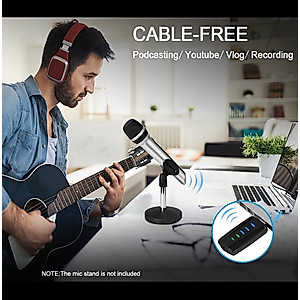 Alvoxcon USB Wireless Microphone, UHF Dynamic mic for Android, PC Computer, Laptop, PA, Podcasting, Vlogging, YouTube, Vocal Recording, Gaming, Singing Practice (System with USB Receiver)