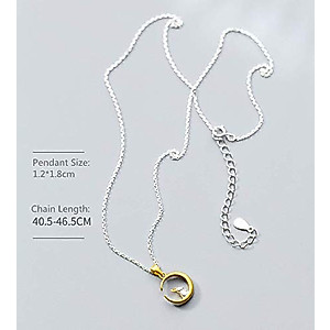 Cute Bunny Rabbit On The Moon Pendant Necklace for Women Teen Girls S925 Sterling Silver Hypoallergenic Dainty Tiny Crescent Choker 18" Chain Collar Delicate Animal Jewelry Gifts Box for Daughter