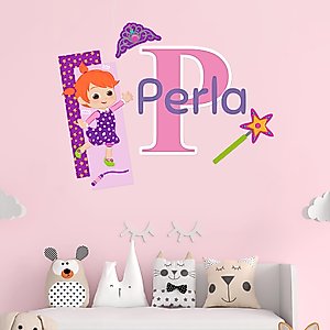 EGD Multiple Font Custom Name & Initial Yoyo CoComelon Kids Wall Decor | EGD X CoComelon Series | Personalized Wall Decal for Baby Girl or Boy | Multiple Sizes and Color Options