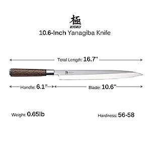 KYOKU Samurai Series 7" Nakiri Vegetable Knife + 10.5" Yanagiba Knife Japanese Sushi Sashimi Knives - Japanese Steel