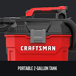 Craftsman V20 Cordless Vacuum Cleaner, Shop Vac Wet/Dry, 2 Gallon, 7ft Hose, Bare Tool Only (CMCV002B)
