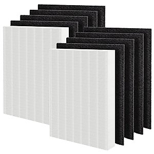 MESTICA 115115 Replacement Filter A for Winix Air Purifier C535, 5300-2, P300, 5300, WAC5500, 6300, 2 Size 21 True HEPA Filter + 8 Activated Carbon Pre-Filters