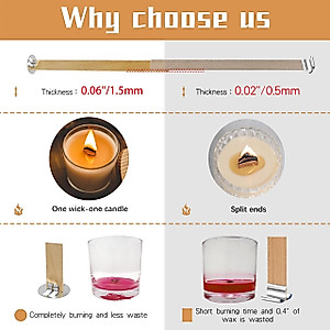 Visgaler 150 Pcs Upgrade Wooden Candle Wicks. Thickened Wood Wicks Made from Cherry Wood. Natural Crackling Wicks, Environmentally-Friendly Smokeless Candle Wicks (50 Set)