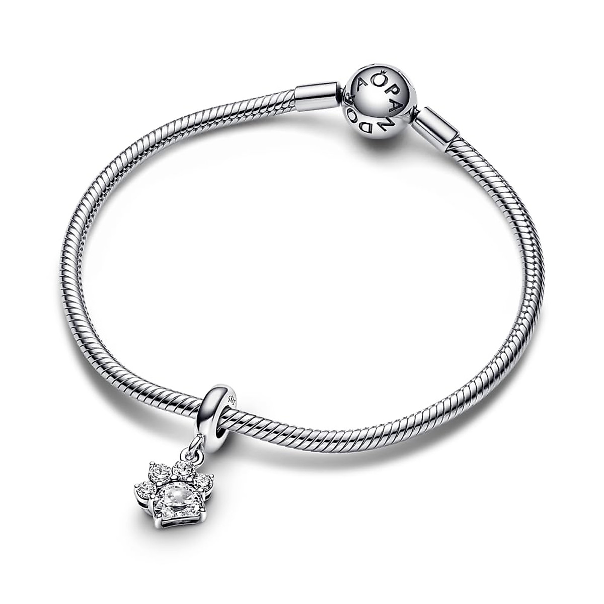 Pandora Sparkling Pet Paw Print Dangle Charm - Compatible Moments Bracelets - Jewelry for Women - Gift for Women in Your Life - Made with Sterling Silver & Cubic Zirconia