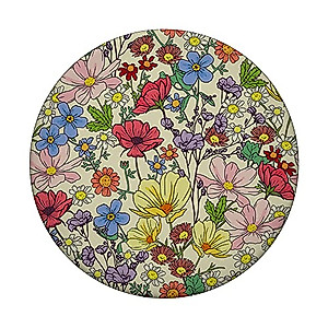 Cute Simple Wildflowers Pattern Design Floral on Beige PopSockets Swappable PopGrip
