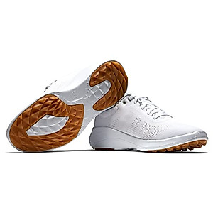 FootJoy Men's FJ Flex Golf Shoe, White/White/Tan, 10