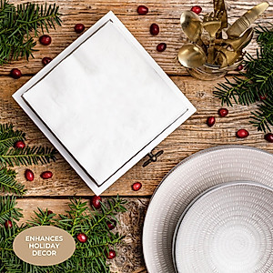 Farmhouse Napkin Holder White - Wooden Napkin Holder With 4 Feet, Rustic Napkin Holder Wood, White Napkin Holder With Handle, Flat Napkin Holder for Table, Table Napkin Holder, Paper Napkin Holder