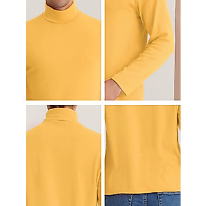 Lars Amadeus Men's Yellow Turtleneck Shirts Slim Fit Lightweight T Shirts Mock Basic Pullovers Medium