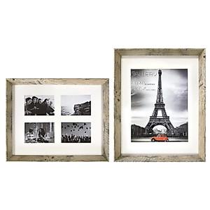 Art Emotion Farmhouse Rustic Woodgrain Style High Profile Picture Frame, Frame Height 1.75", 2 mm Reinforced Glass Light Oak Finish 16x20 Frames for 11x14 and 5x7 Photos, Pack of 2