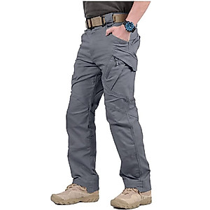 NAVEKULL Men's Work Cargo Pants Lightweight Tactical Pants for Men Stretch Cotton Military Army Combat Slim Fit Hiking Outdoor Trousers with Multi Zipper Pockets