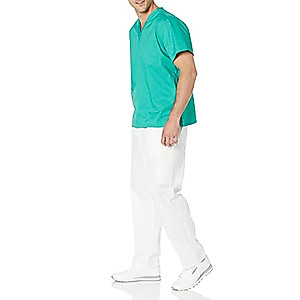 Amazon Essentials Men's V-Neck Scrub Top with Pockets, Emerald Green, Large