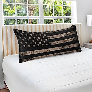 ALAZA American USA Flag with Desert Camouflage Plush Pillow Cases Standard Size Pillow Cover Soft & Warm Zippered Bed Pillowcase, 20 x 26 inch