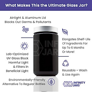 Infinity Jars Silver Collection 400 ml (13.5 fl oz) Tall Black Ultraviolet Screw Top Jar