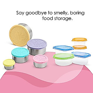 Stainless Steel Containers with Lids, Metal Food Storage Container, Snack Bowls, 5 Pack, Silicone Lid, Nesting, Stackable, Round, Lunch Meal Prep, Salad Bowl, Bento Box for Kids, Toddlers, Houseables
