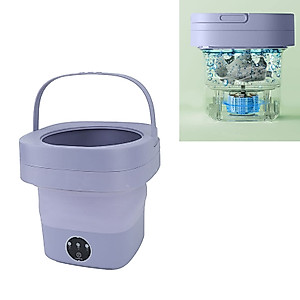 Portable Washing Machine, Mini Foldable Washer and Spin Dryer with Drainage Pipe, Lightweight Bucket Washer for Apartment, Laundry, Camping, RV, Travel, Underwear, Socks ()