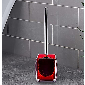 TUANYO Resin Red Bathroom Accessories Set, 5 Piece Acrylic Bathroom Accessory Set with Toothbrush Holder Tumbler Soap Dispenser Soap Dish Toilet Brush Set(Red)