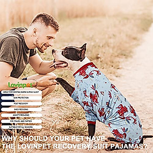 LovinPet Giant Big Dog Pajamas, Rabbit and Wild Horse Print, Lightweight Stretchy Pullover Dog Jammies, Full Coverage Large Breed Dog Onesie, Pet PJ's/Large