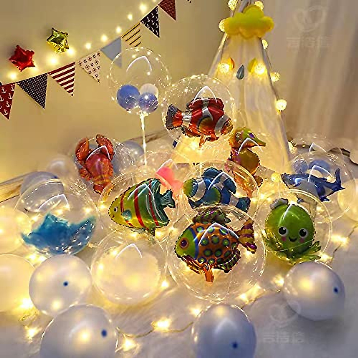 Clear Balloons, 18" Pre Stretched 15 Packs Big Stuffing Crystal Clear Bubble Bobo Balloons for Air or Helium Use