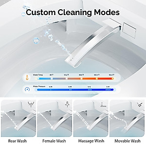 AKNIRL Smart Toilet Auto/Open Close Lid, Smart Bidet Toilet with Booster Pump, Auto Powerful Flush, Heated Seat,Warm Water, Air Dryer, Deodorization, Modern Smart Toilets for Bathrooms, White, Y001ZP