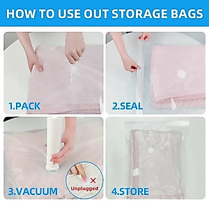 20 Pack Vacuum Storage Bags, Space Saver Bags (5 Jumbo/5 Large/5 Medium/5 Small) Hand Pump Included, for Comforters and Blankets, Sealer Clothes Storage