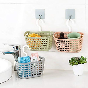 Shower soap holder Caddy Basket Hanging Shower Caddy Plastic Shower Tote Bathroom Storage Organizer for Shampoo Conditioner Cosmetics Bath Toy Hair Supplies plastic shower hanging Pink sink candy